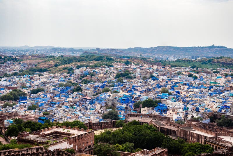 Blue City View from Fort with Flat Bright Sky at Morning Stock Photo ...