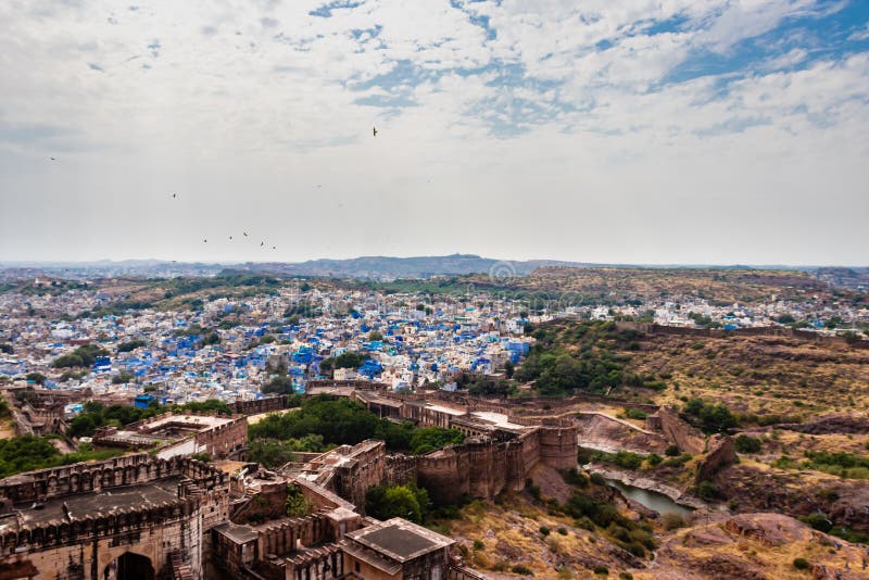 Blue City View from Fort with Flat Bright Sky at Morning Stock Photo ...