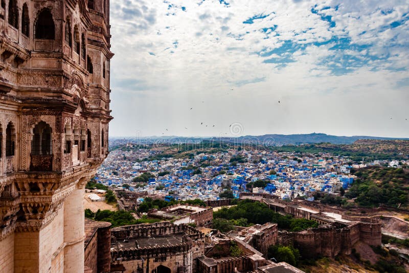 Blue City View from Fort with Flat Bright Sky at Morning Stock Image ...