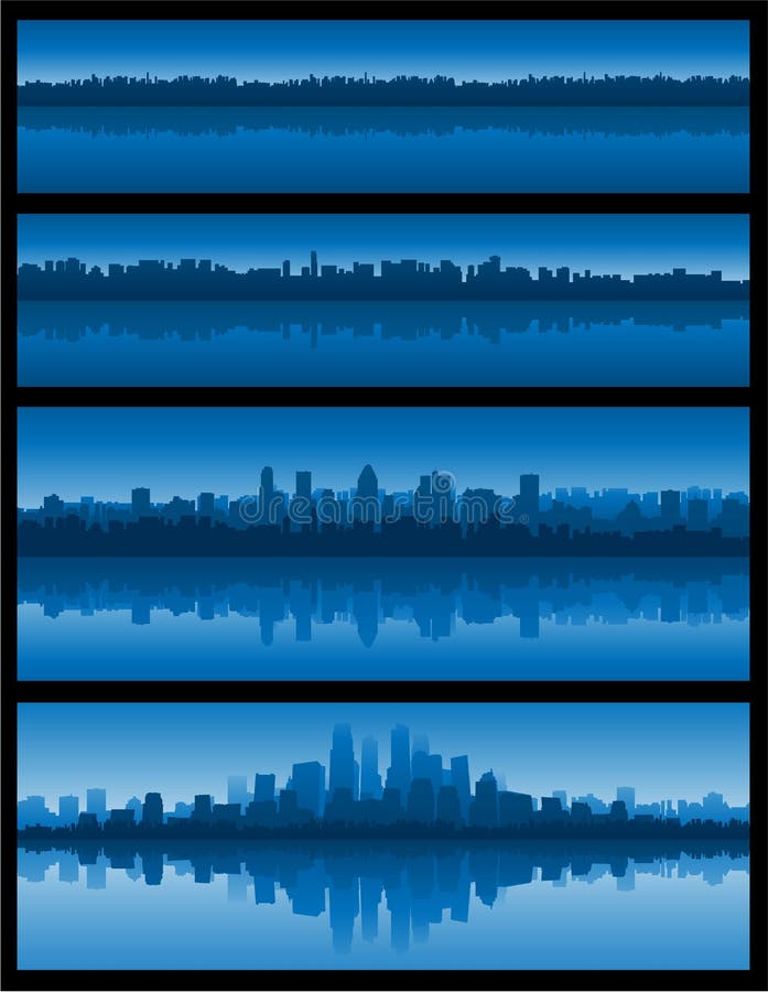 Blue cityscape background stock illustration. Illustration of mirror ...