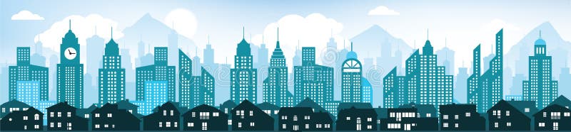 Cityscape (blue) stock vector. Illustration of life, modern - 35202954