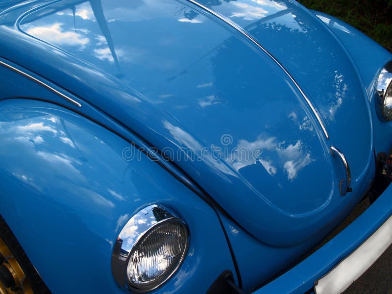 Blue classic car stock image. Image of hippy, reflection - 1019397