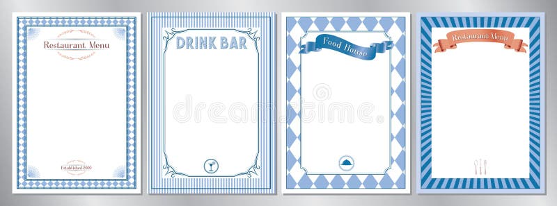 Blue Classic, Retro, Vintage Restaurant Menu Templates - A4 Format ...