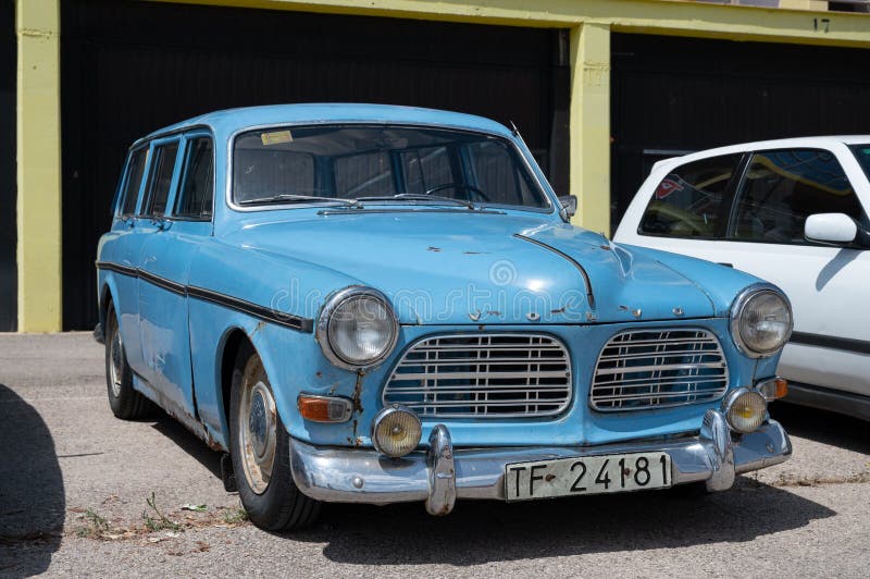 Blue Classic Volvo Amazon Car Parked on the Street Editorial Image ...