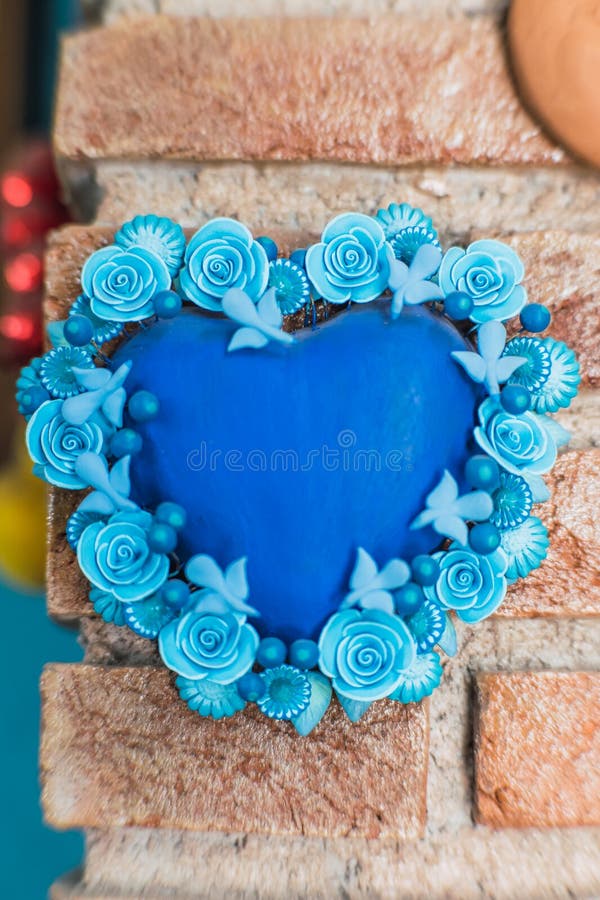 Blue Clay Heart, Traditional Mexican Crafts Stock Image - Image of ...
