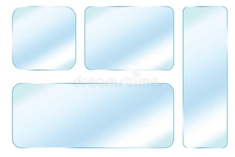 Blue Clean Glass Plates. Vector Texture of Transparent Plastic Shapes ...