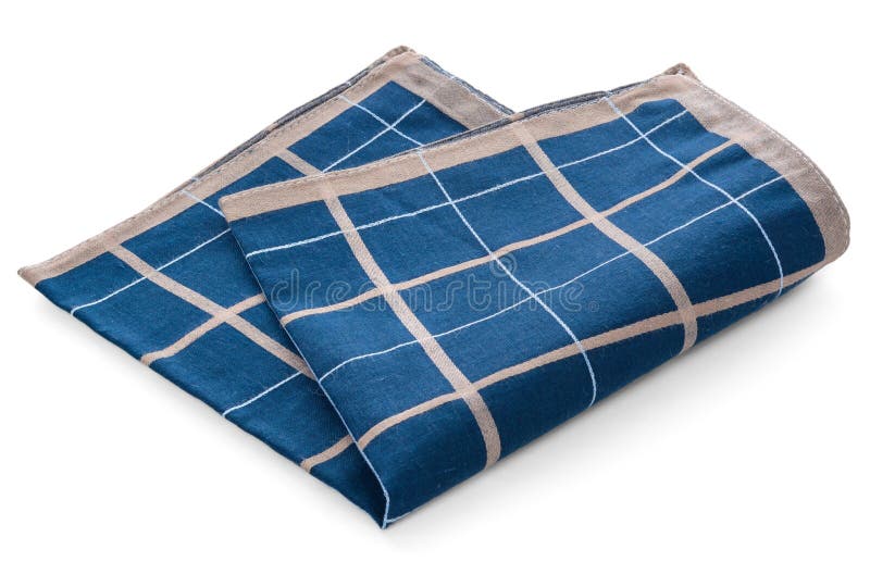 A Blue Clean Handkerchief with a Checkered Pattern. Napkin Throw Stock ...