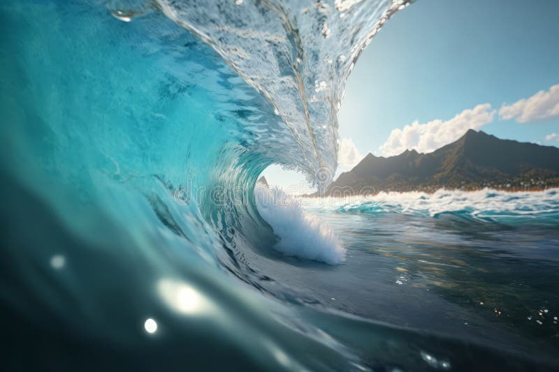Blue Clean Sea Wave Generative AI Stock Illustration - Illustration of ...