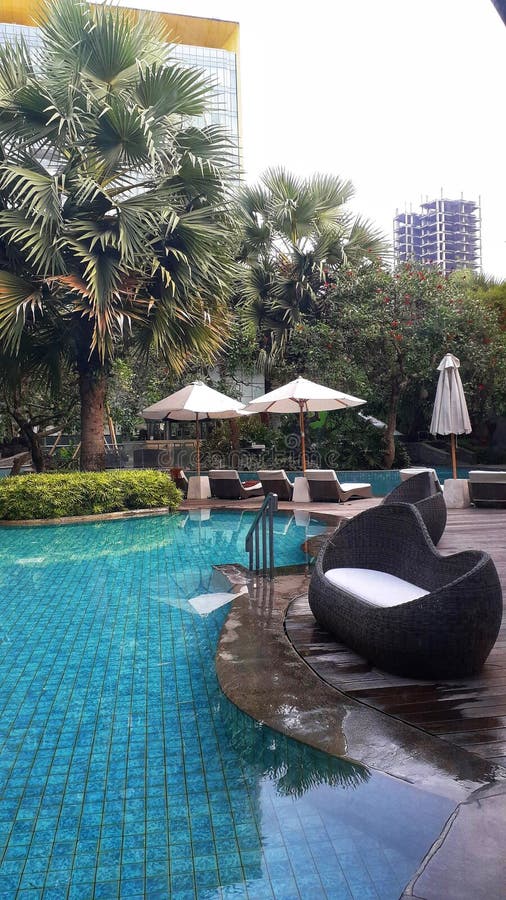 Blue and Clean Swimming Pool Stock Photo - Image of tree, villa: 230409084