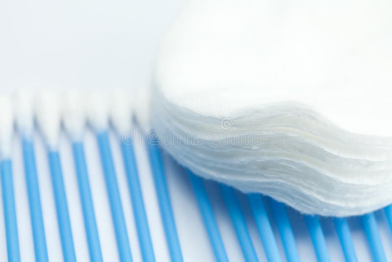 Blue Cleaning Brush and Cotton Pads Stock Photo - Image of earwax ...