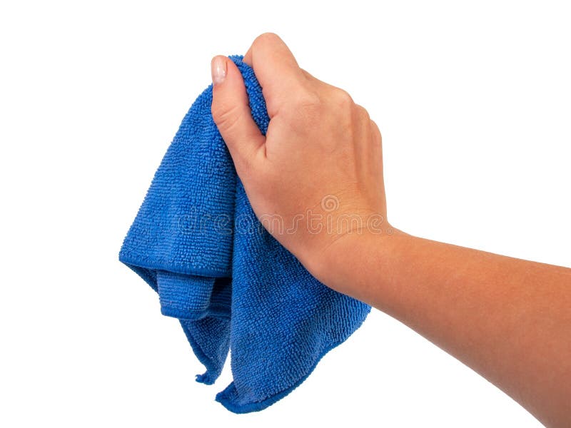 Blue Cleaning Rag in Hand Isolated on the White Stock Image - Image of ...