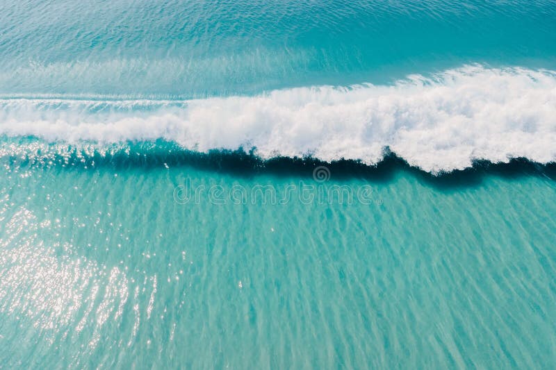 Blue Ocean and Surfing Wave. Surfing Waves in Tropics. Aerial View ...