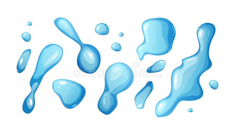 Blue Clear Water Drops Set Cartoon Vector Illustration. Stock Vector ...