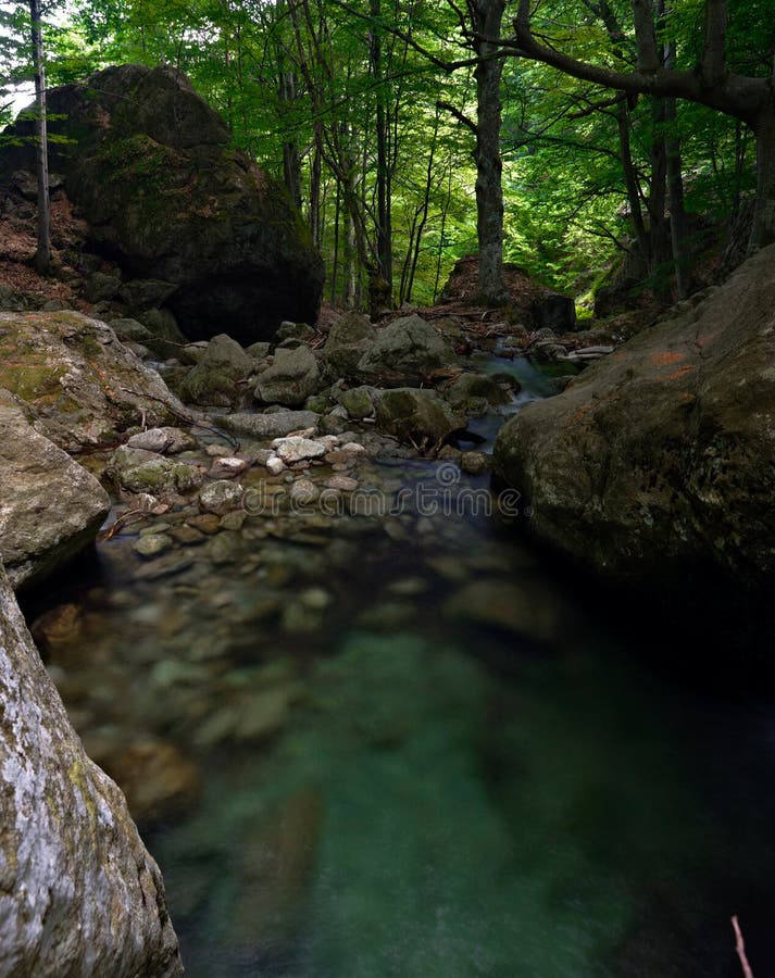 Blue Clear Water of Mountain Stream Stock Image - Image of spring ...