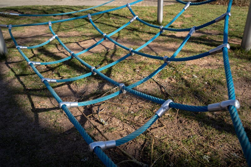 Blue Climbing Net in the Playground Stock Image - Image of equipment ...