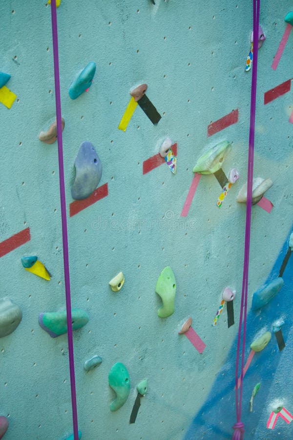 Blue Climbing Wall stock photo. Image of orange, activity - 33682200