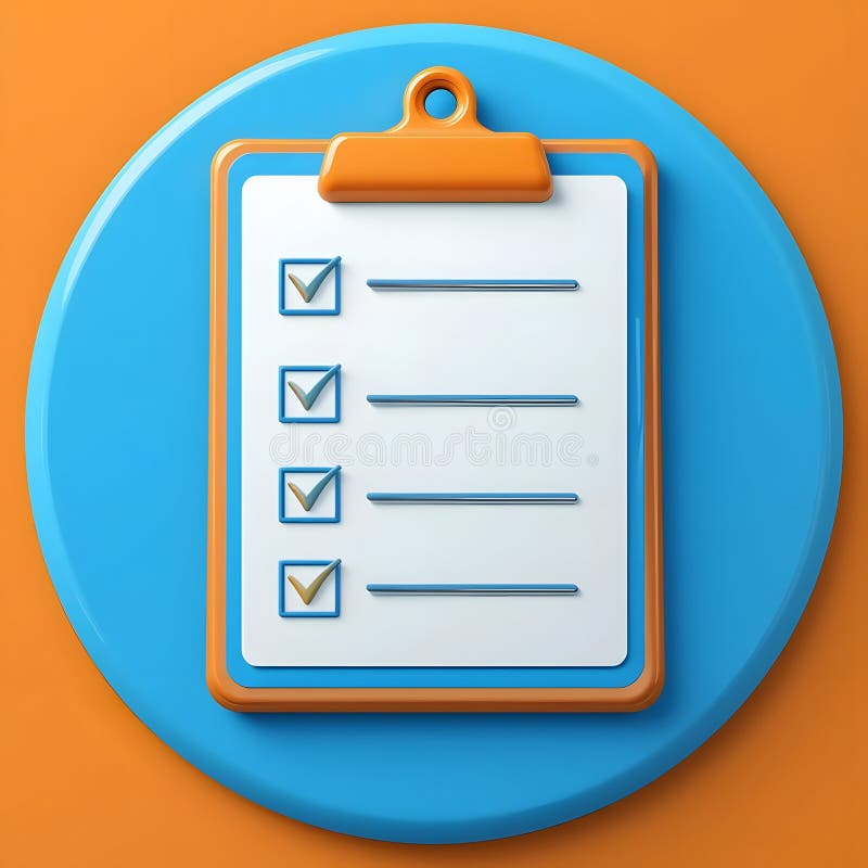 Blue Clipboard Icon on Orange Background 3 D Render for Task Management ...