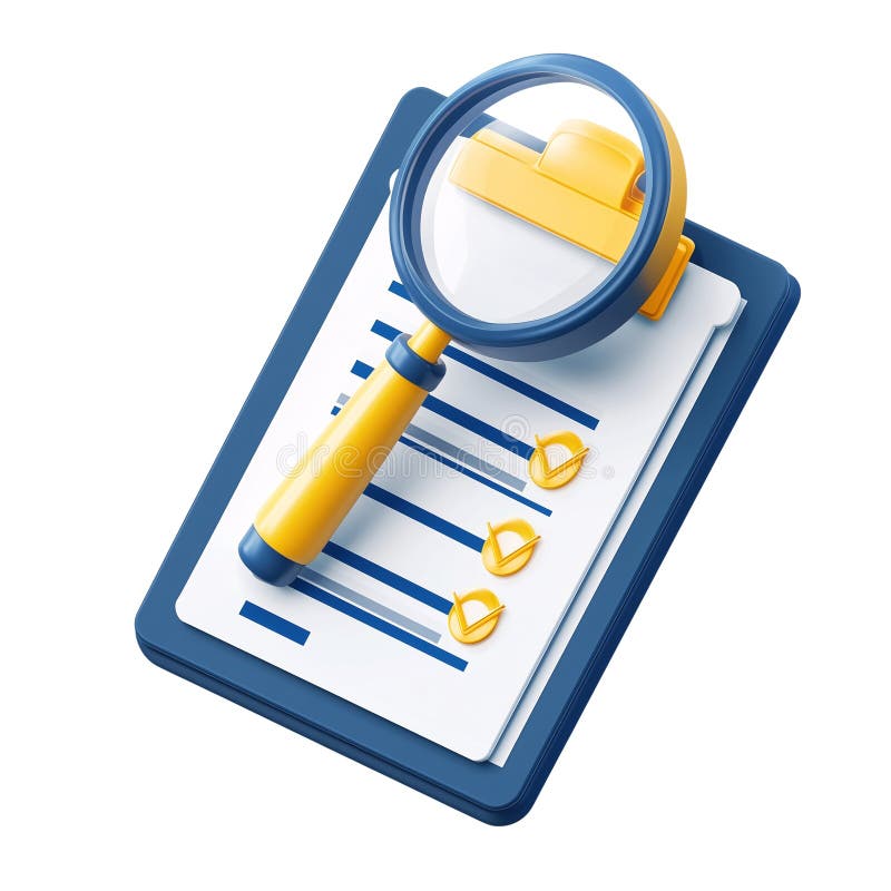 Blue Clipboard Showcases Completed Tasks Under a Magnifying Glass ...