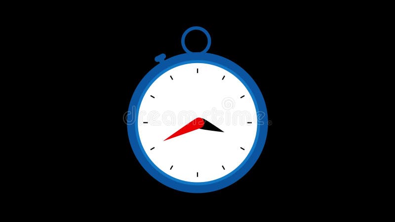 Blue Clock Animation Time Icon Motion Graphic on Black Background Stock ...