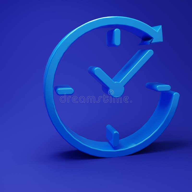 Blue Clock with Arrow Icon Isolated on Blue Background. Time Symbol ...