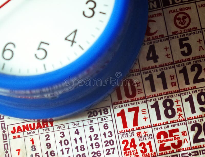 Blue Clock and Calendar in a White Background Stock Image - Image of ...