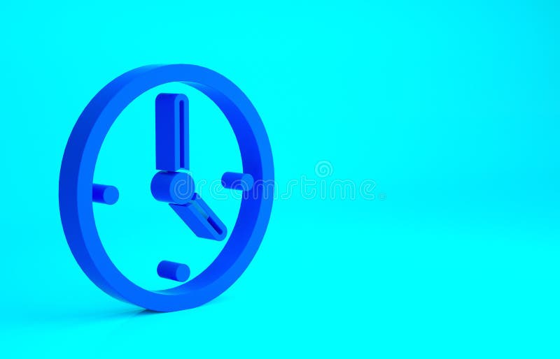 Blue Clock Icon Isolated on Blue Background. Time Symbol. Minimalism ...