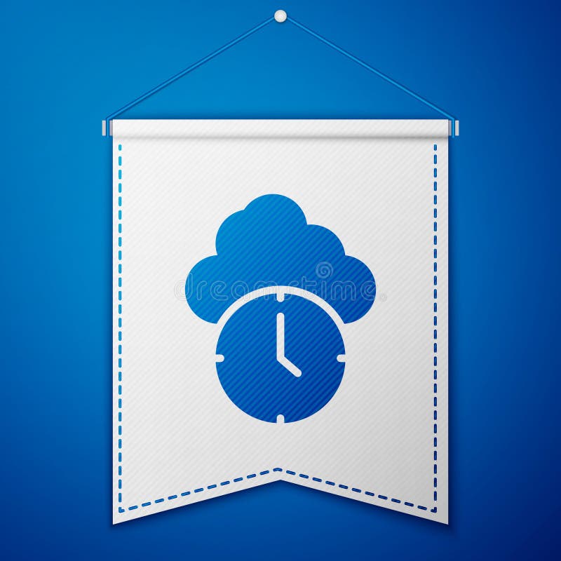 Blue Clock Icon Isolated on Blue Background. Time Symbol. White Pennant ...