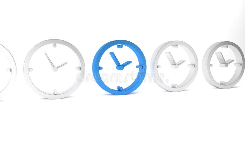 Blue Clock Icon Isolated on White Background. Time Symbol. Minimalism ...