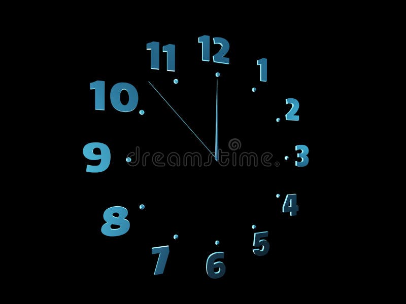 Blue Clock Isolated on Black Stock Illustration - Illustration of black ...