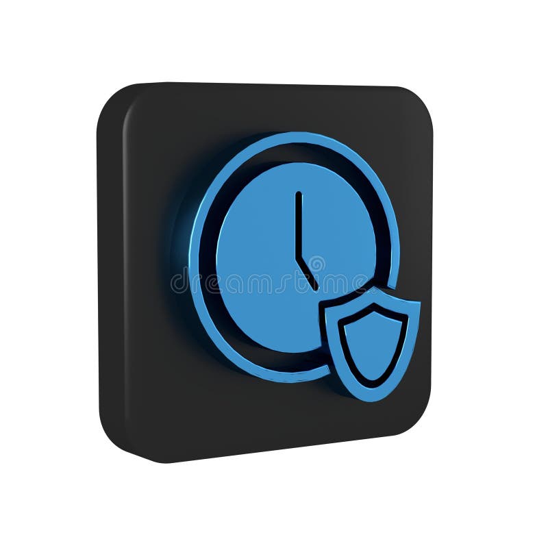 Blue Clock with Shield Icon Isolated on Transparent Background ...
