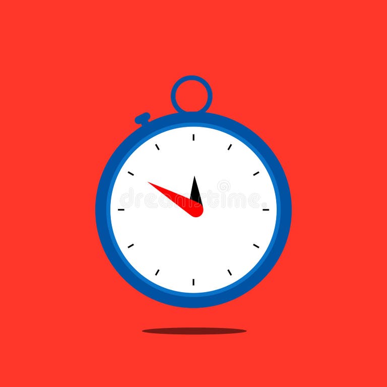 Blue Clock Vector Design Time Icon on Red Background with Shadow Stock ...