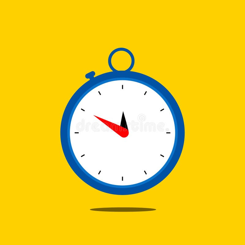 Blue Clock Vector Design Time Icon on Yellow Background with Shadow ...