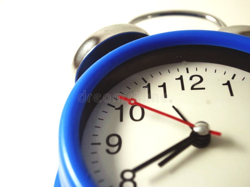 Blue Clock in a White Background Stock Image - Image of telling ...
