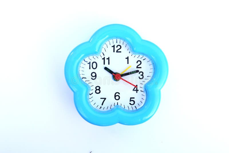 Blue Clock on White Background Stock Photo - Image of pointer, ticking ...