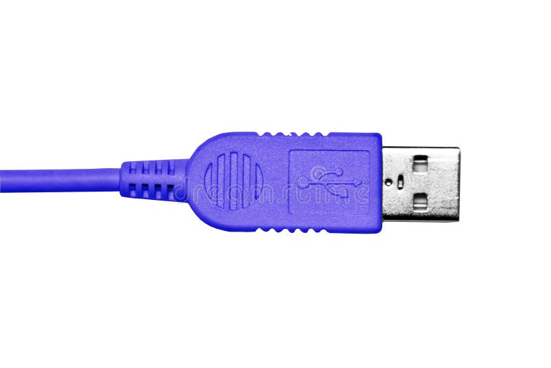 Blue Close Up Shot of Usb Cable Isolated on White Stock Photo - Image ...