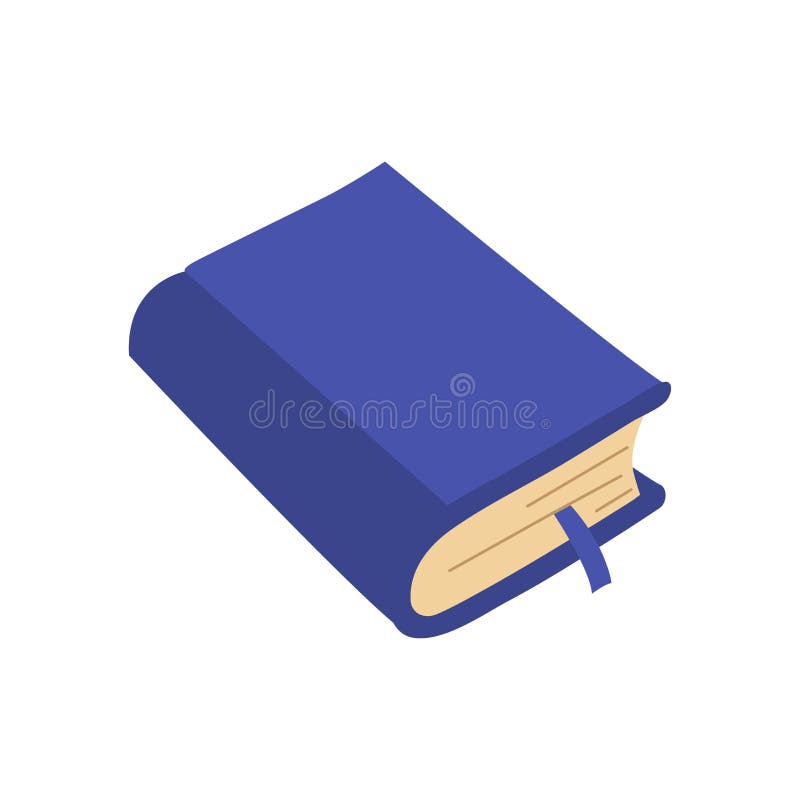 Blue Closed Book with Bookmark. School Textbook. Vector Illustration ...