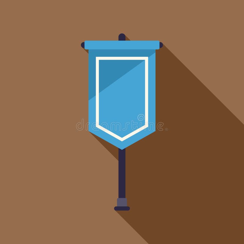 Blue Cloth Banner Hanging on a Pole with Long Shadow Stock Vector ...