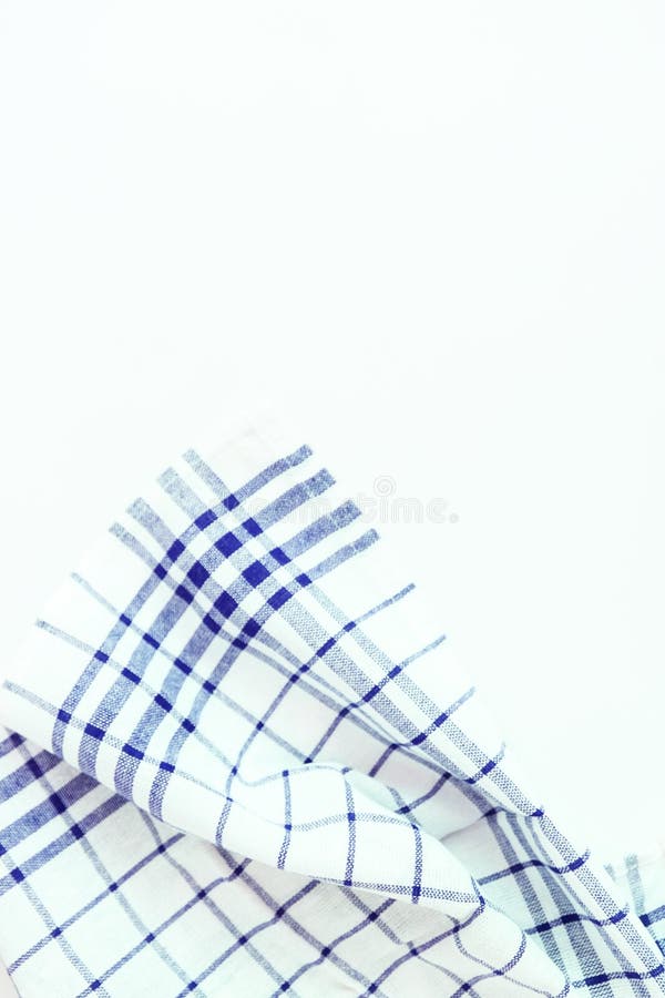 Blue Cloth, a Kitchen Towel with a Checkered Pattern, on a White Stock ...
