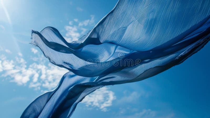 Blue Fabric Billowing in the Wind Stock Image - Image of wind, silk ...