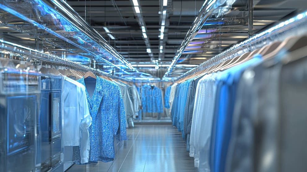 Blue Clothing Store Interior Stock Illustration - Illustration of ...