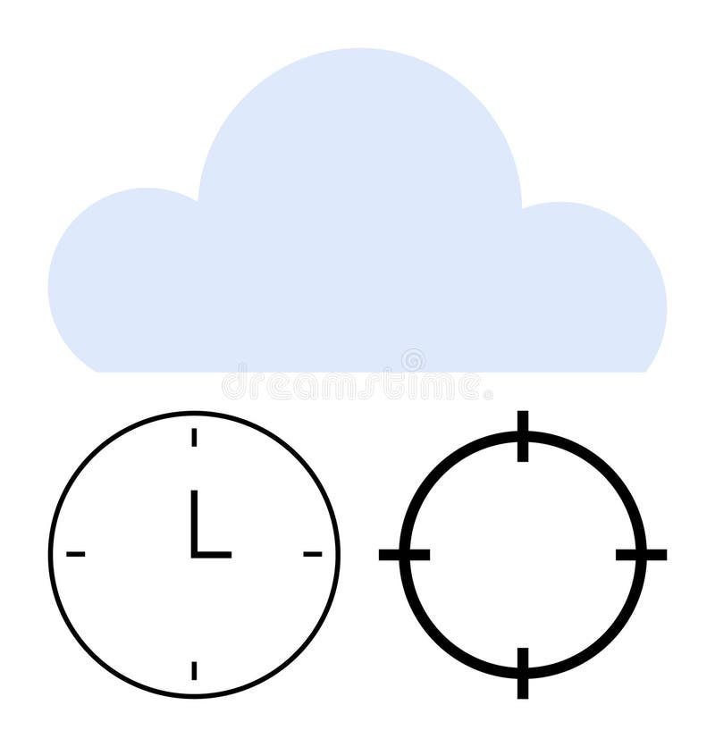 Cloud Computing with Clock and Target Icon Representing Time Management ...
