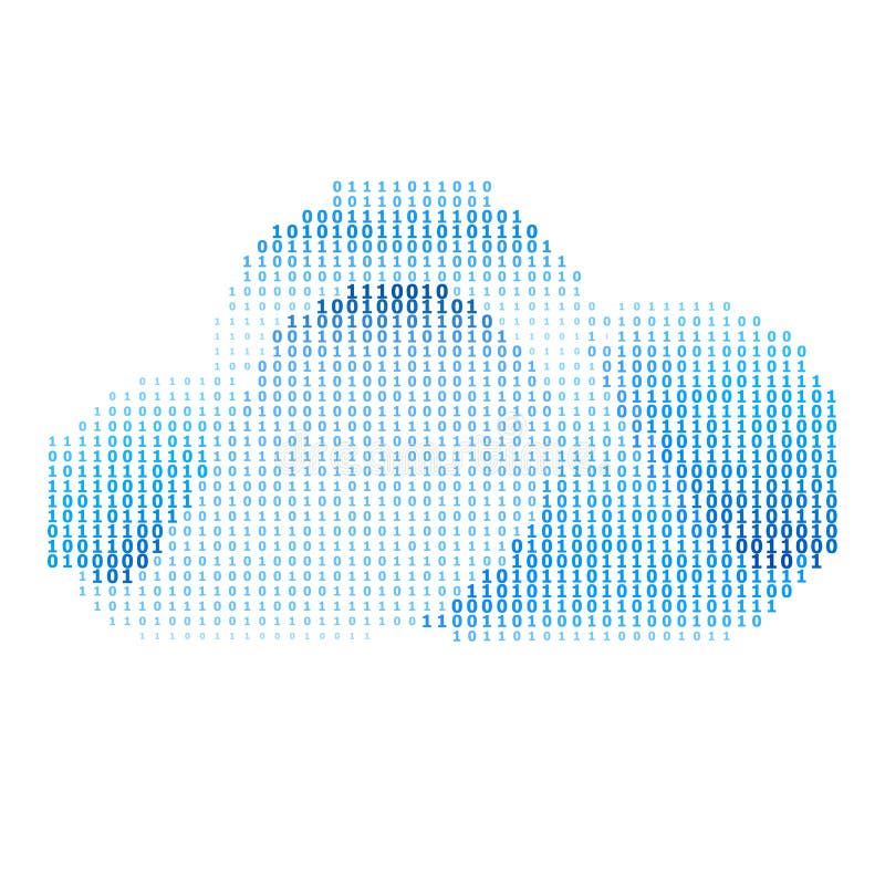Blue Cloud with Binary Code Stock Illustration - Illustration of connection, icon: 41257126