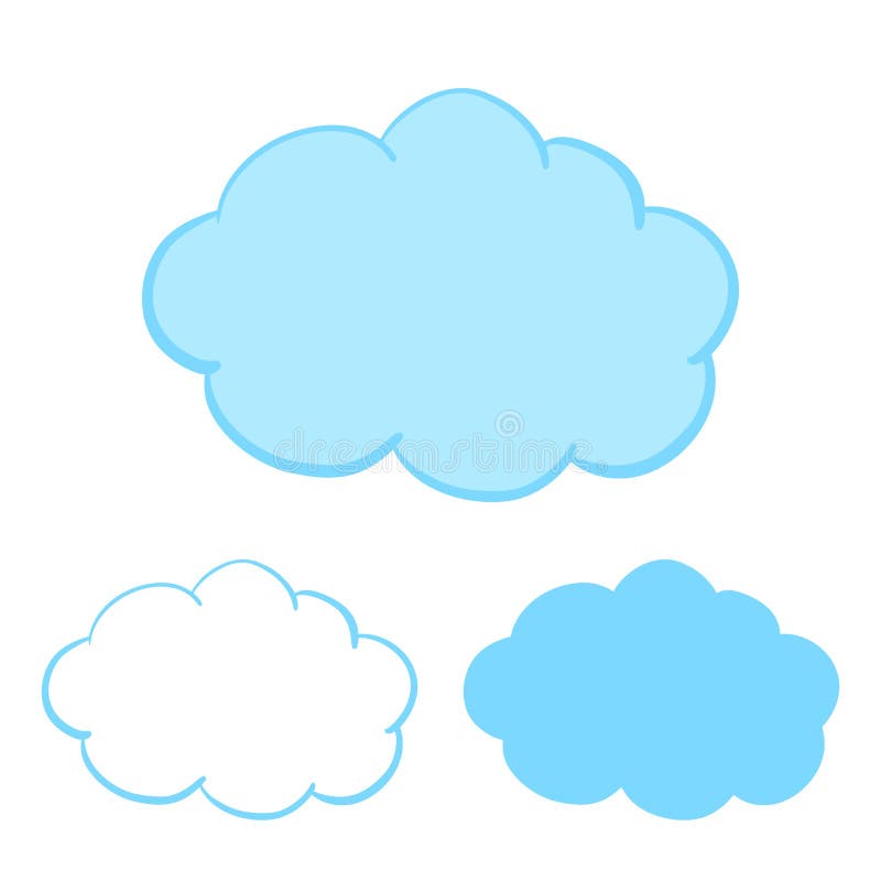 Blue Cloud in Cartoon Style Isolated on White Background. Weather, Data ...