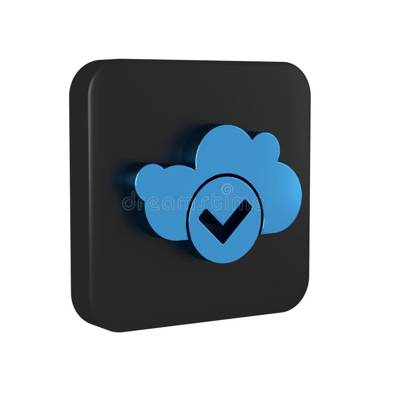 Blue Cloud with Check Mark Icon Isolated on Transparent Background ...