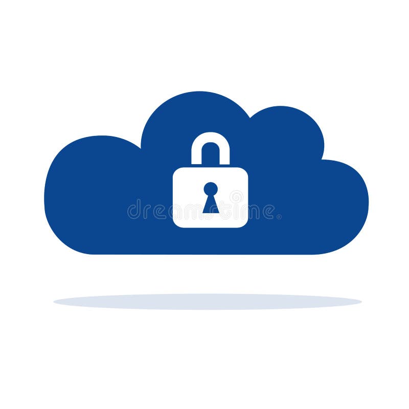 Blue Cloud Computer Storage with Lock Safety Concept Symbol Stock ...