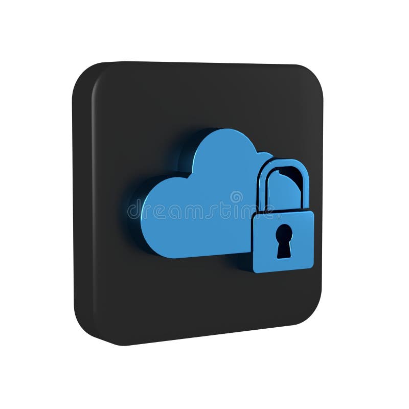 Blue Cloud Computing Lock Icon Isolated on Transparent Background ...