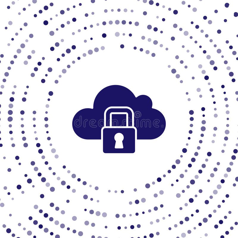 Blue Cloud Computing Lock Icon Isolated on White Background. Security, Safety, Protection ...