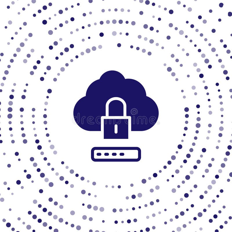 Blue Cloud Computing Lock Icon Isolated on White Background. Security ...