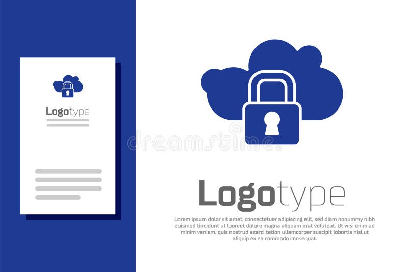 Blue Cloud Computing Lock Icon Isolated on White Background. Security ...