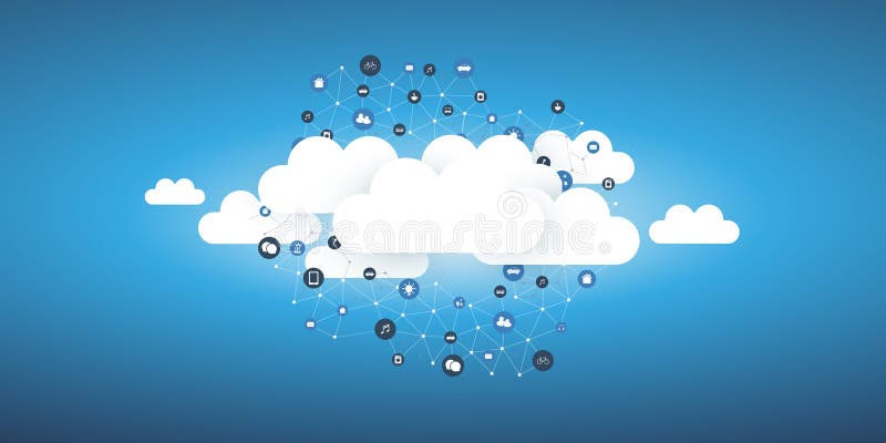 Blue Cloud Computing and Networks Concept Design - Vector Illustration ...